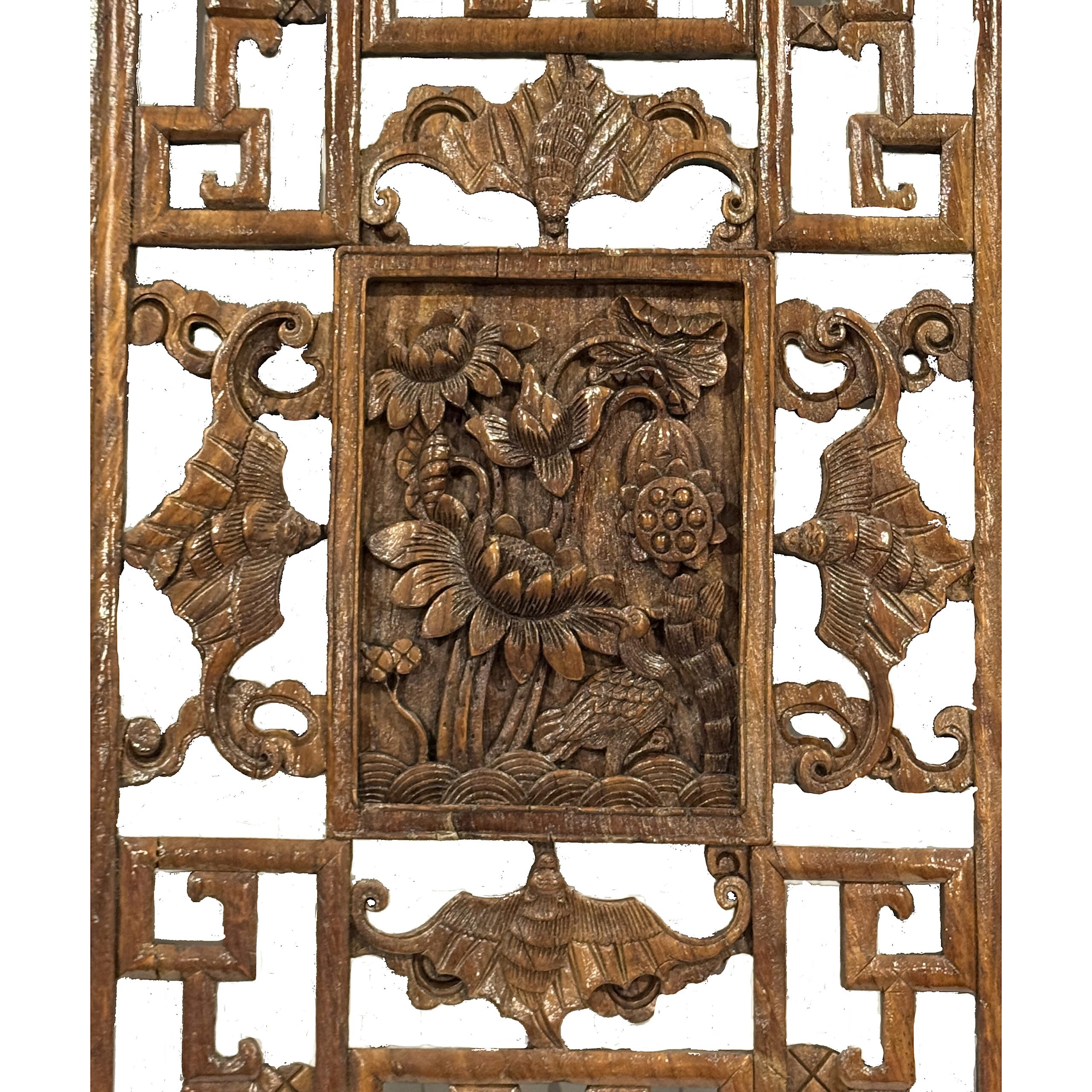Antique Latticework Cupboard Door, Auspicious Symbols, China ...